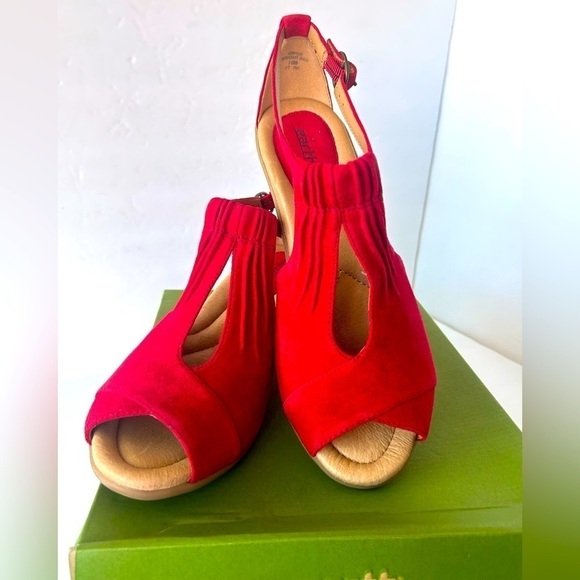 Earth | Shoes | Earth Nib Caper Red Suede Leather Wedge Heel Shoes ...